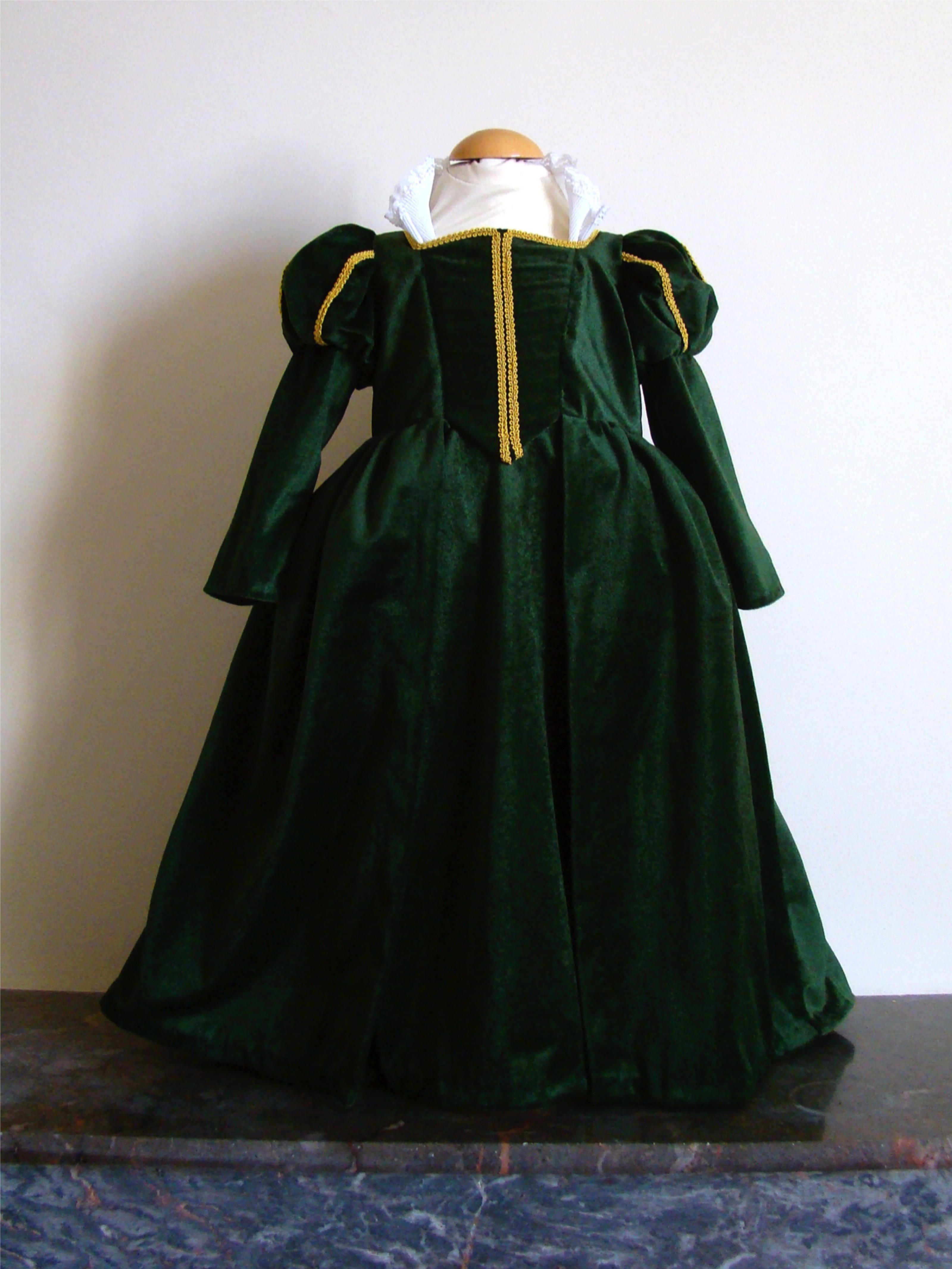 Robe Renaissance fille en velours vert