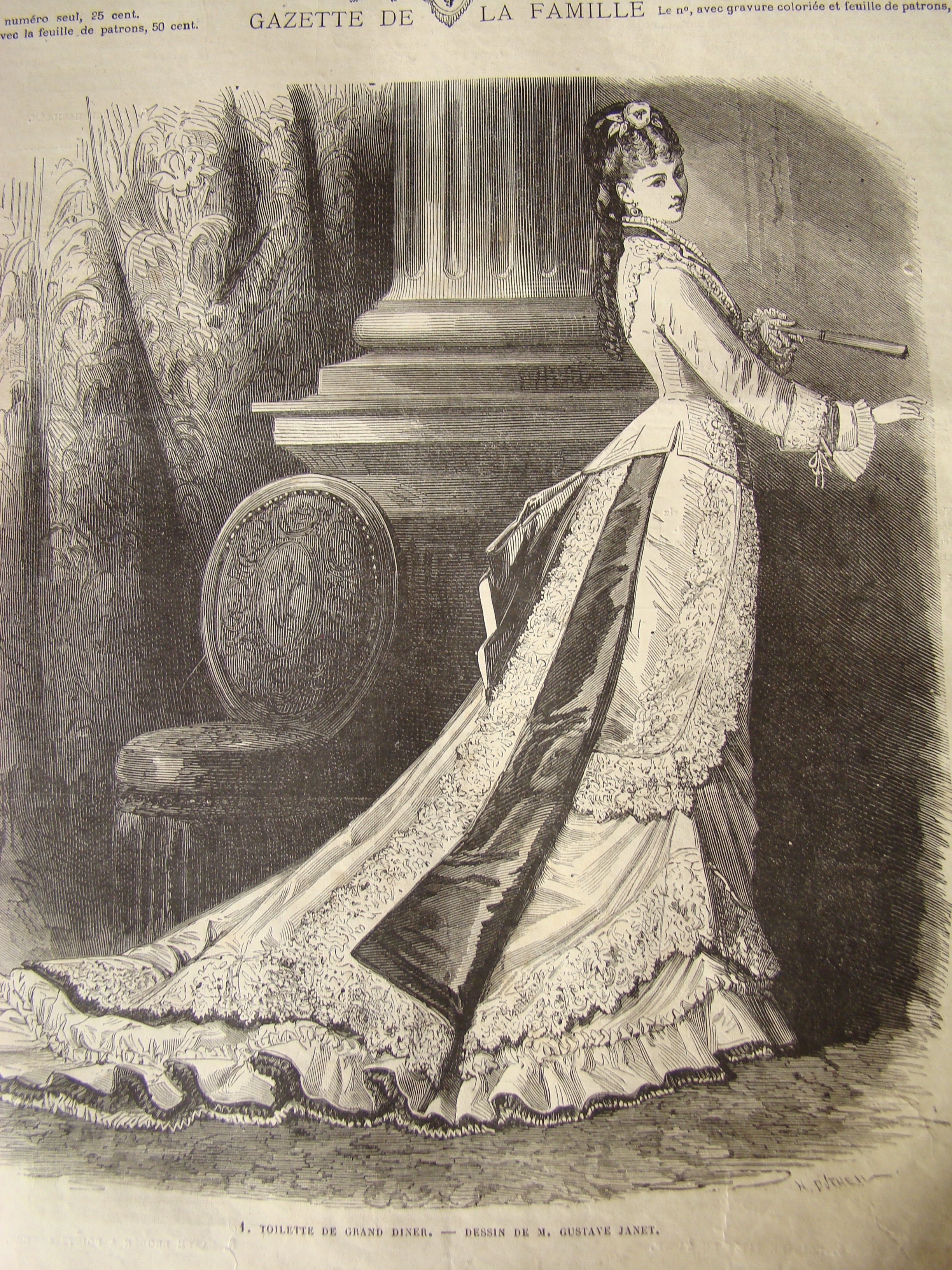 Gravures Revue de la mode 1876 de robes "à tournure"